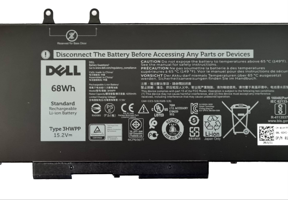 Dell latitude 5410 5501 Precision 3541 4 Cell 68Wh Battery 3HWPP 3PCVM ...